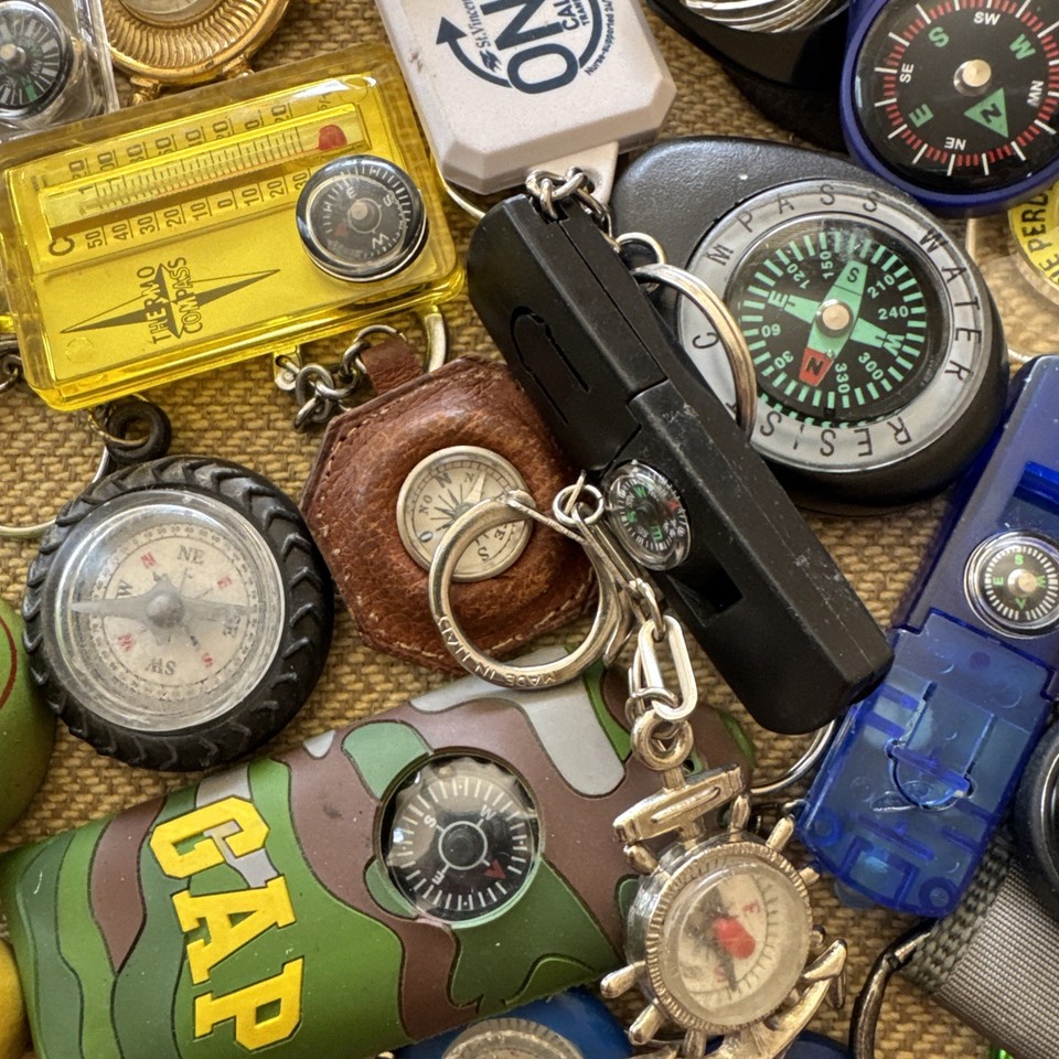 Vintage Keychain Lot Compass Compasses 113 Huge Collection One Price ...