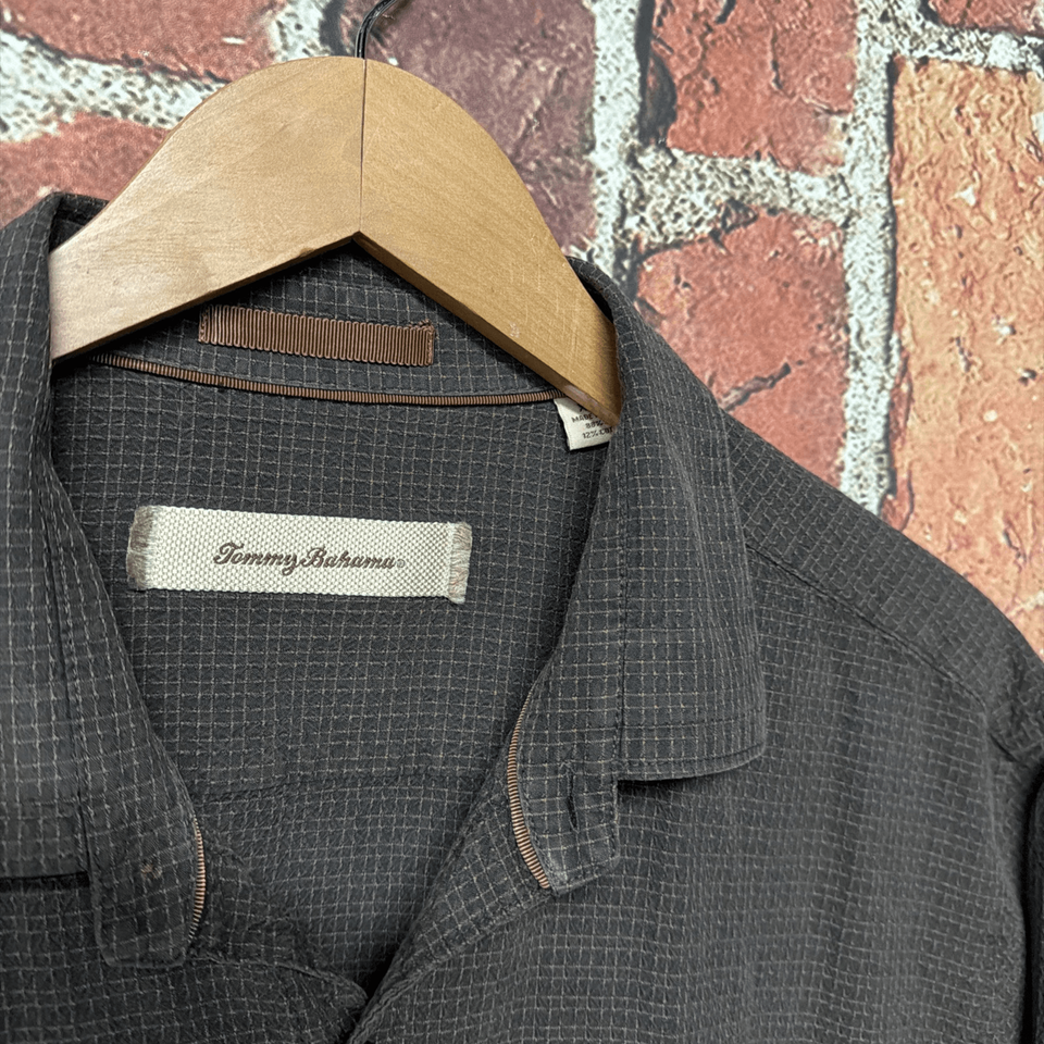 Tommy Bahama Long Sleeve Brown Cotton And Silk Blend XL Shirt | eBay