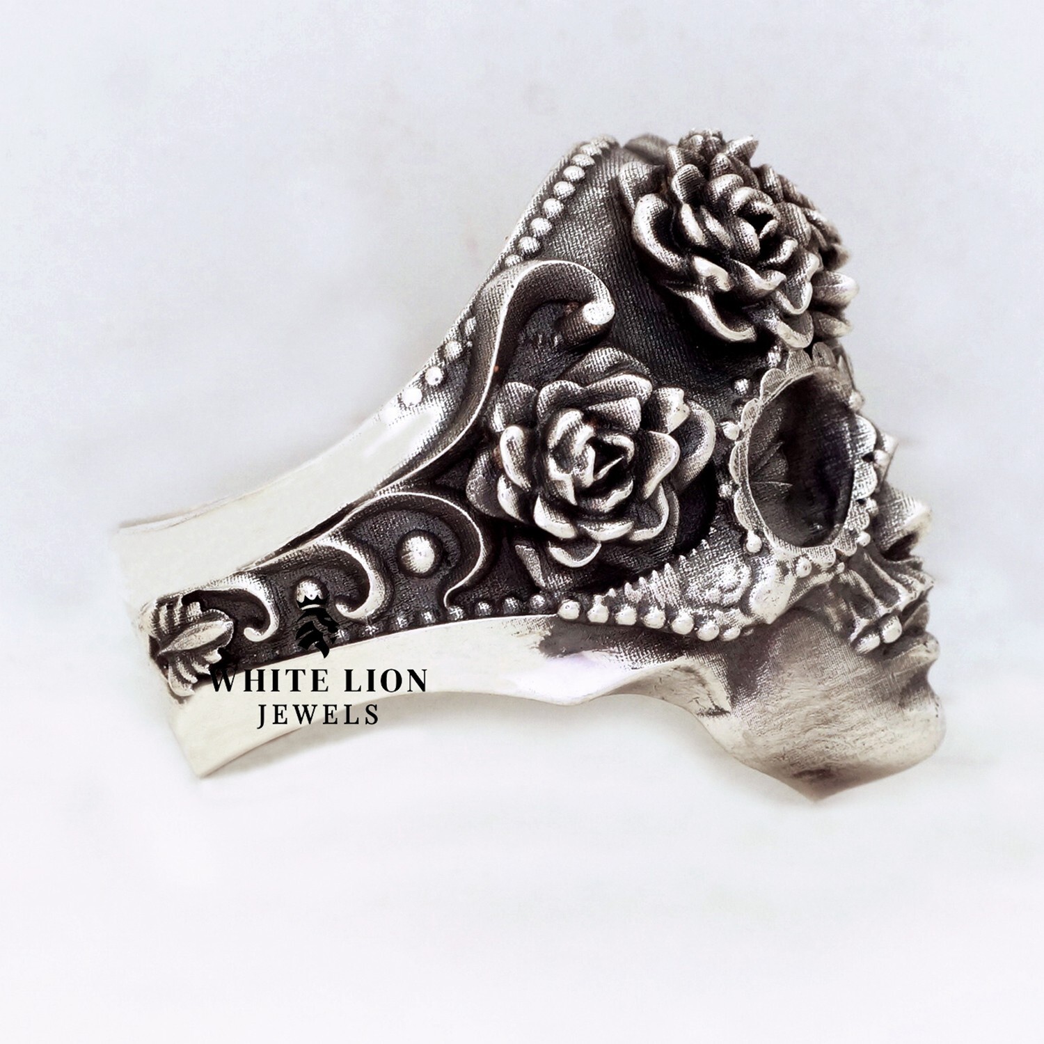 Masquerade Mask Skull Oxidized 925 Silver Skull Men's Biker Rider Ring ...