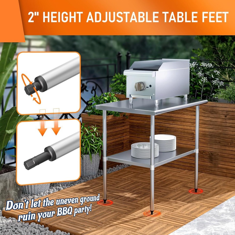 Stainless Steel Kitchen Work Table Commercial Kitchen Restaurant table ...