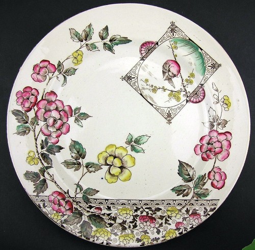 2 Aesthetic Brown Transferware Staffordshire 10" Plates Foley Wileman ...