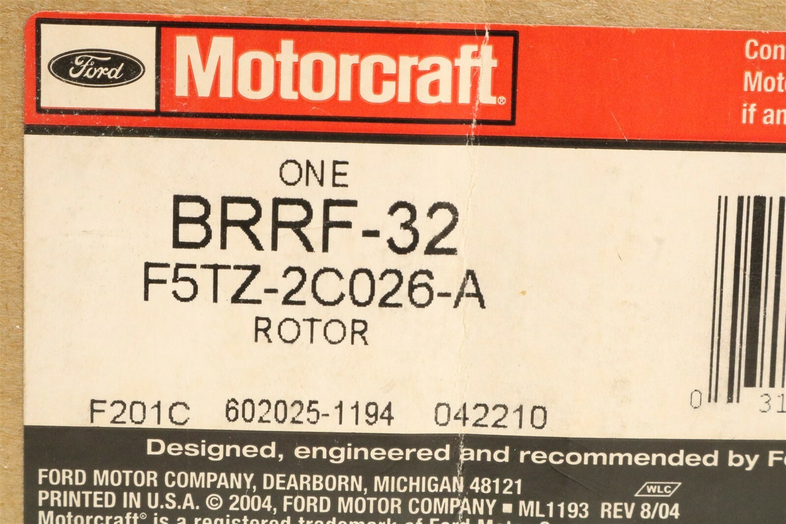 Disc Brake Rotor Motorcraft BRRF-32 for sale online | eBay