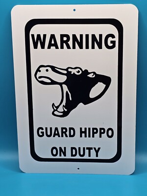 Guard Hippo Sign Hippo Warning Hippopotamus Gift Black/White GUC! (2 ...
