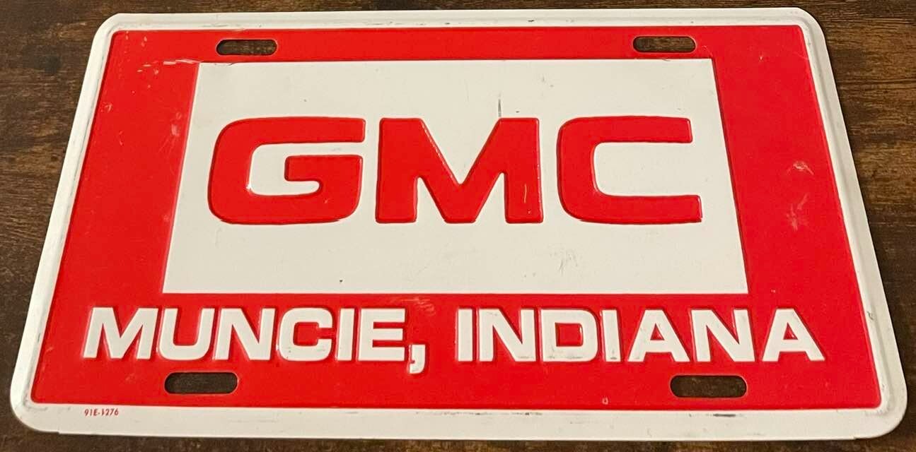 Vintage GMC Booster License Plate Muncie Indiana | eBay