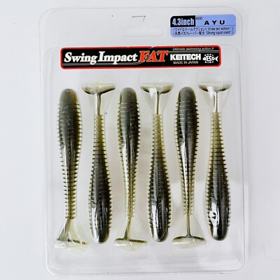 Keitech Swing Impact FAT 4.3inch #400 Ayu 6 pack, Fishing Lures, Bait ...