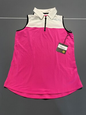 NWT WOMEN'S BELYN KEY PANTHER S/L POLO, SIZE: XS, COLOR: HOT PINK/WHITE ...