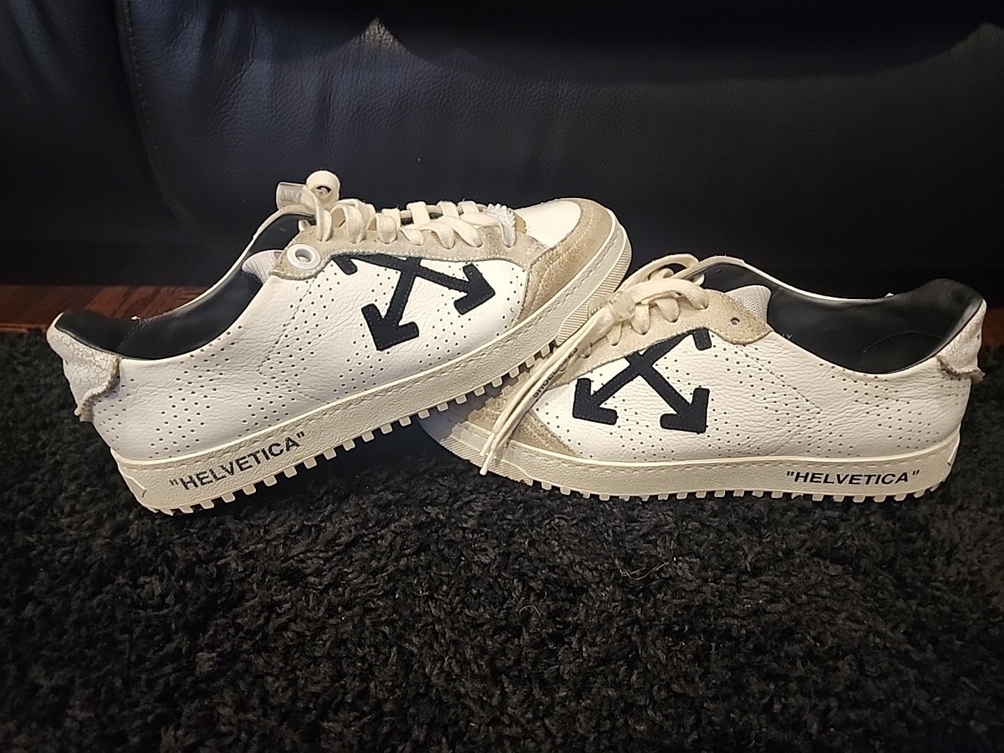 Ultra Rare Off White Cup Sole "HELVETICA" Mens Sneake… - Gem