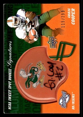 2011 UPPER DECK SWEET SPOT GRAIG COOPER RS-GC RC HELMET AUTOGRAPH 115/ ...