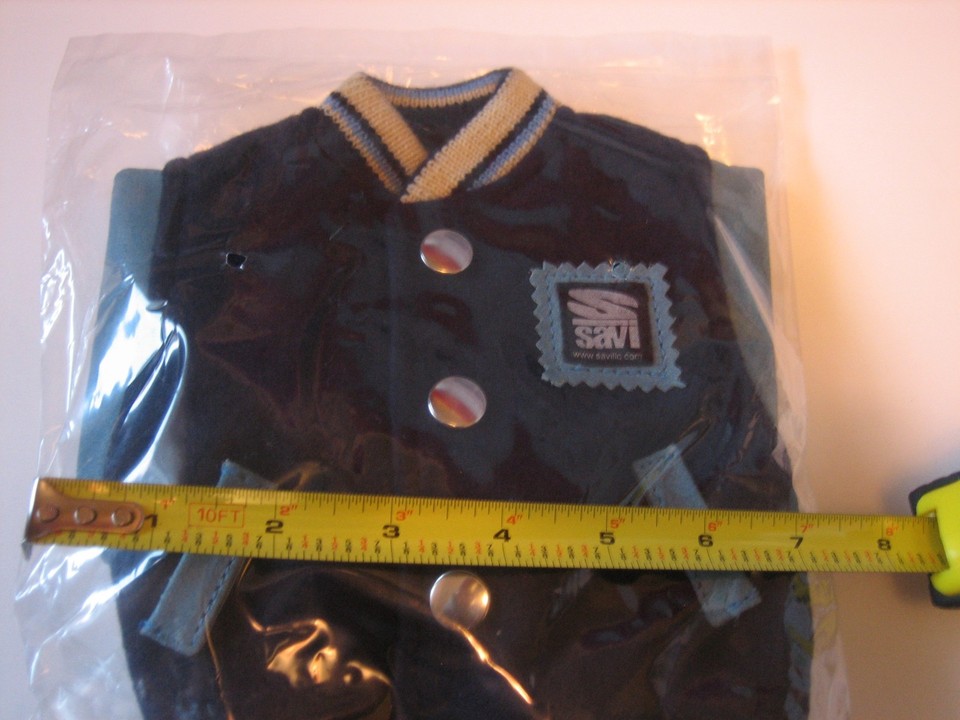 MINI Miniature Letterman's Jacket DOLL Teddy Bear Plush Light Navy Blue ...