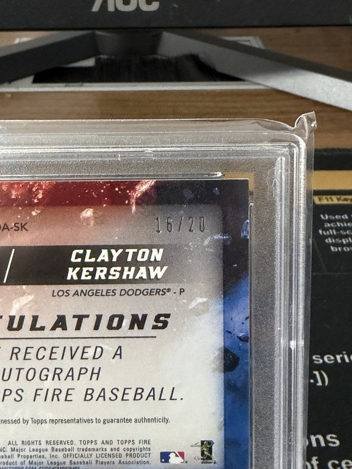 2017 Topps Fire Clayton Kershaw/ Corey Seager Dual Auto /20 PSA 8 World ...