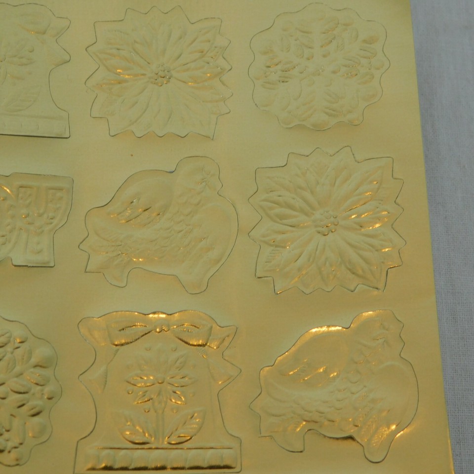 Hallmark Christmas Stickers Gold Embossed Holiday Seal Pressure ...