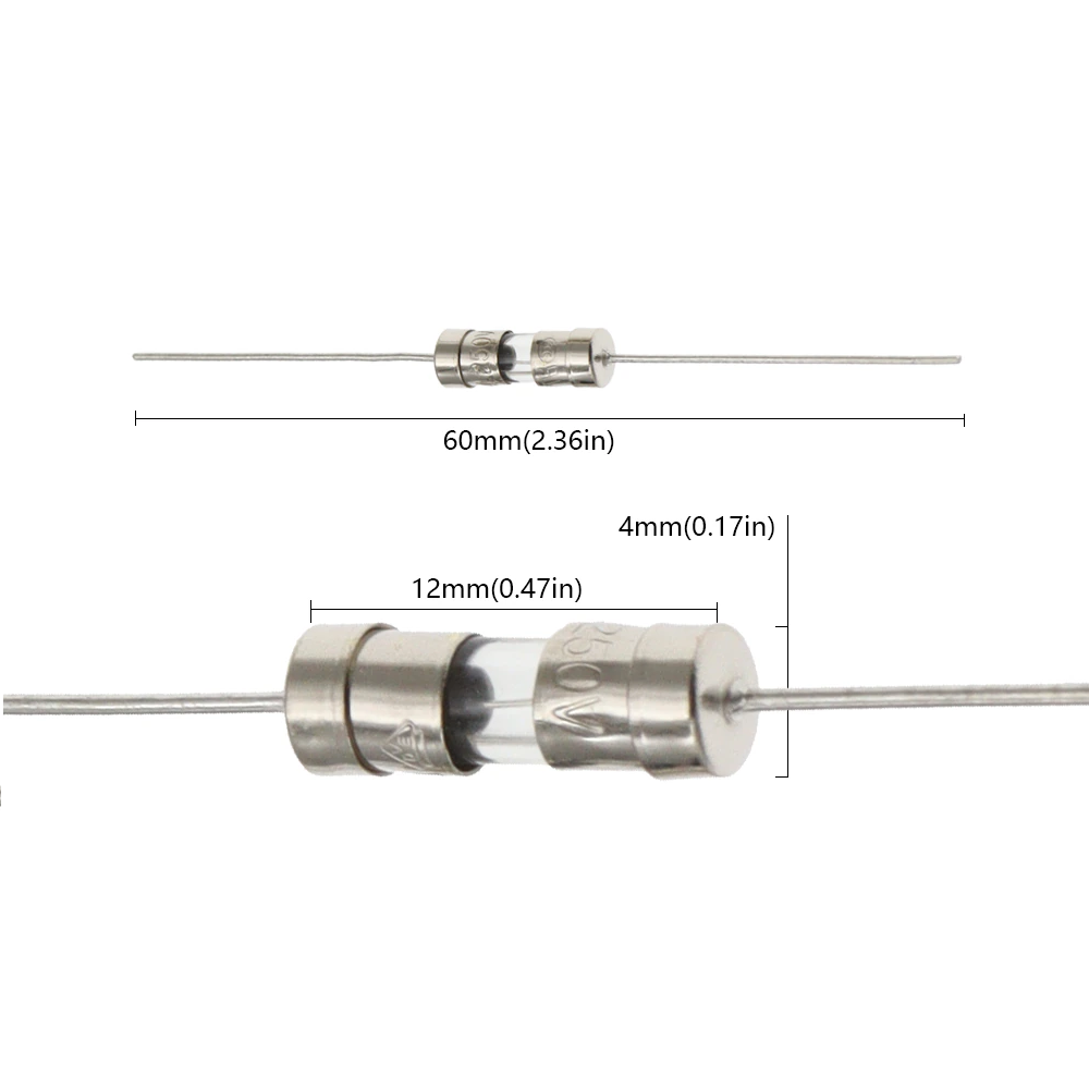 10Pcs 3.15A Glass Pigtail Fuse 3.6mm x 10mm Slow Blow T3.15AL 250V Time ...