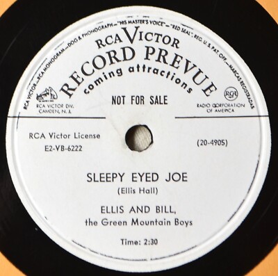 78 RPM 10" Flexi DJ Ellis and Bill Sleepy Eyed Joe #B Hillbilly Fiddle ...