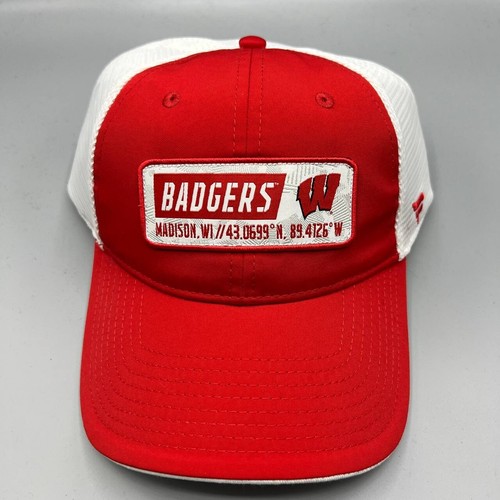 Wisconsin Badgers Trucker Hat Men Red White Fanatics NCAA Snap Back Cap ...