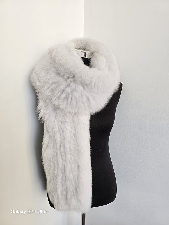 100% Real fox fur scarf /natural white fur neck wrap / fur cape/shawl ...