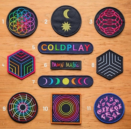 Coldplay Patches ~ Moon Music of the Spheres Higher Power badge BTS ...