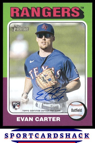 Evan Carter 2024 Topps Heritage REAL ONE ON CARD Rookie Auto #ROA-EC ...