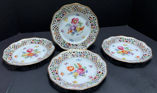 4 Schumann Bavaria CHATEAU Pattern Reticulated 7 1/2" PLATES Germany US ...