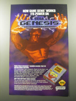 1992 Galoob Sega Genesis Game Genie Ad - Now Game Genie works its power ...