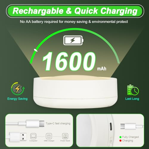 LED Puck Lights with Remote Control, 1600mAh USB Rechargeable Battery ...