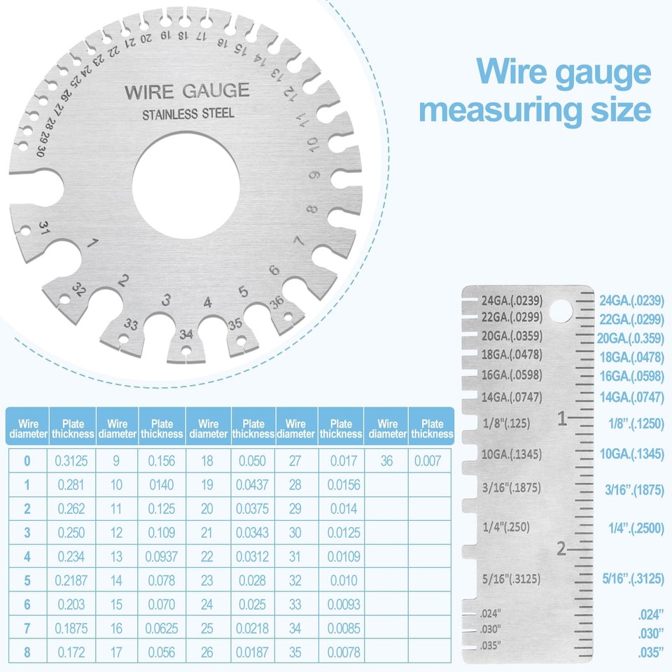 2Pcs Metal Gauge Thickness Tool, Wire Gauges Size for Welding, Highly ...