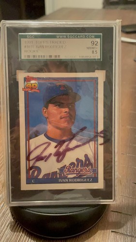 Ivan Rodriguez Signed 1991 Topps Traded Rookie Card PSA Slabbed Rangers ...