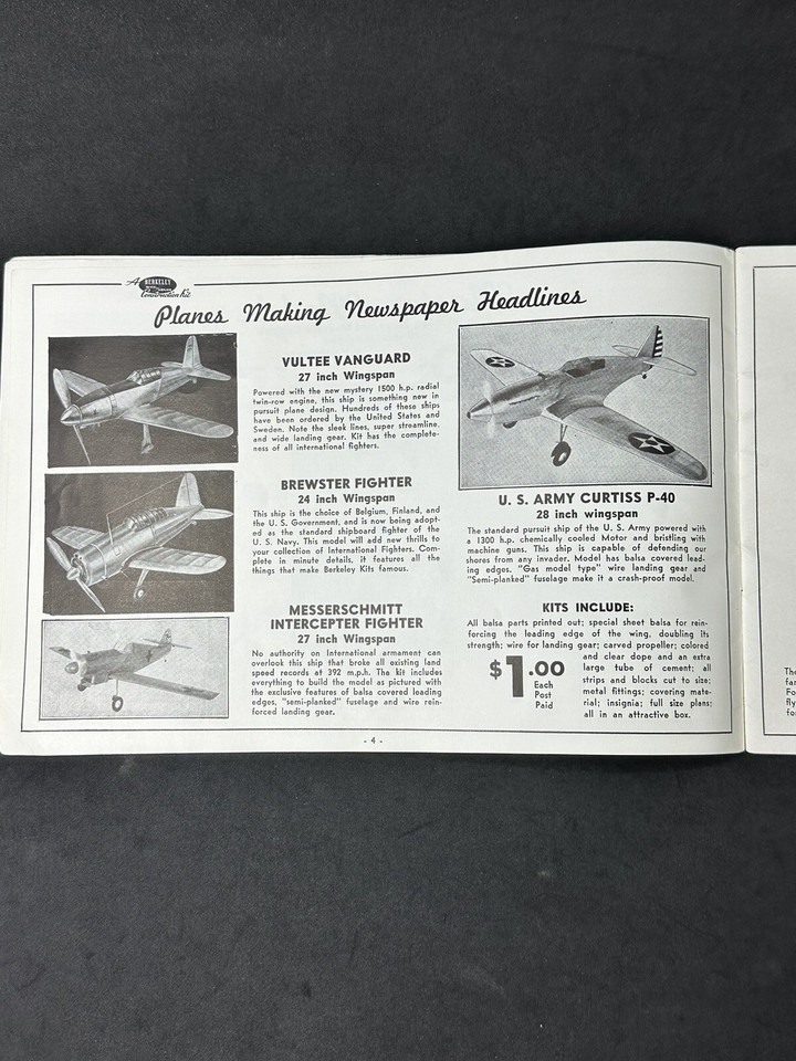 1941 BERKELEY Model Airplane Kits & Hobby Accessories 48 Page Catalog ...