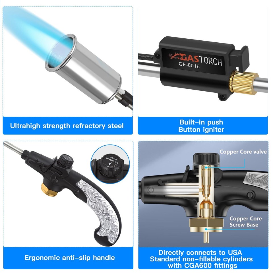Propane Torch Weed Burner Ice Snow Melter / Flame Dragon Wand Igniter ...