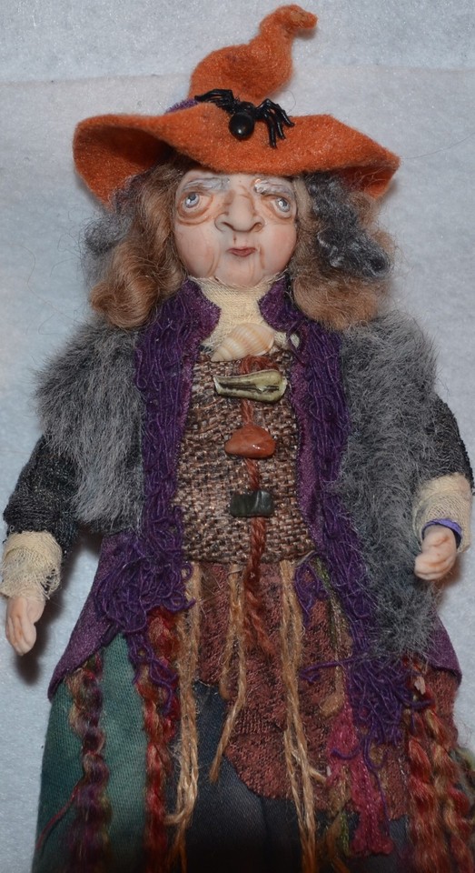 OOAK Artist Doll Witch Hilda 8 Inches Tall Dollhouse Roombox | eBay