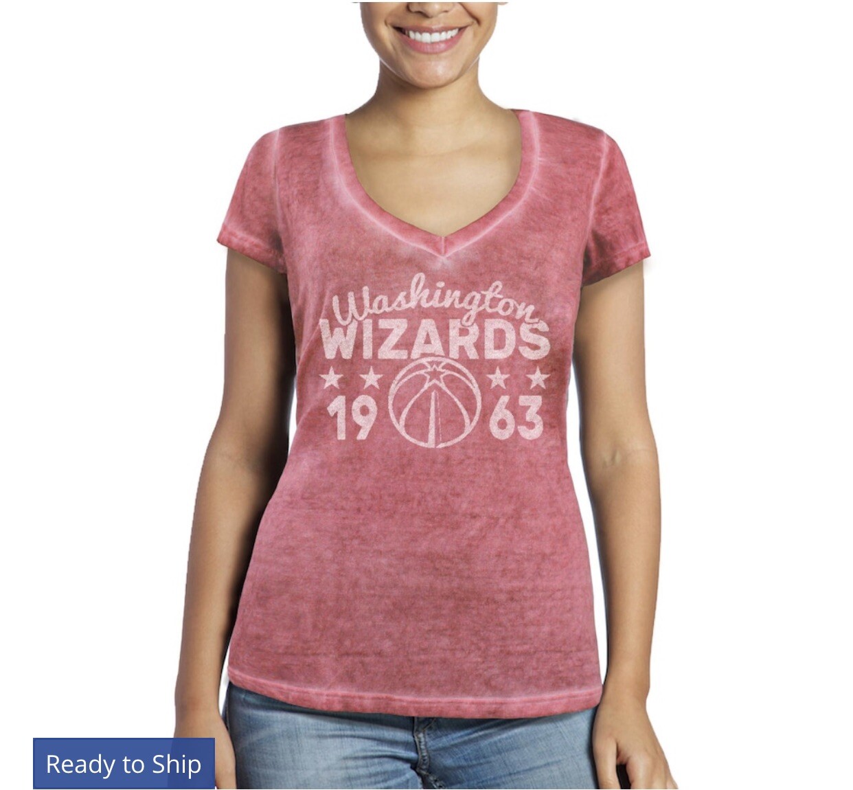Majestic Washington Wizards City Over Pop Premium V-Neck T-Shirt Women ...