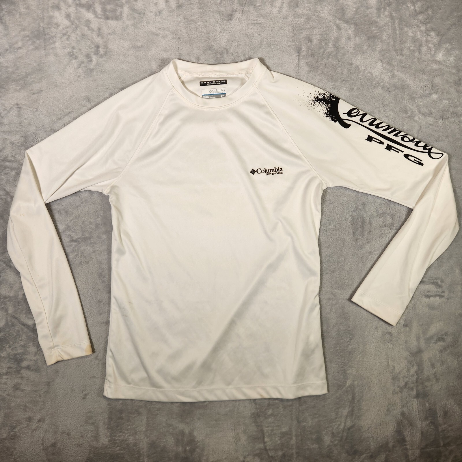Columbia PFG Shirt Mens Small White Rash Guard Omni Shade Sun ...