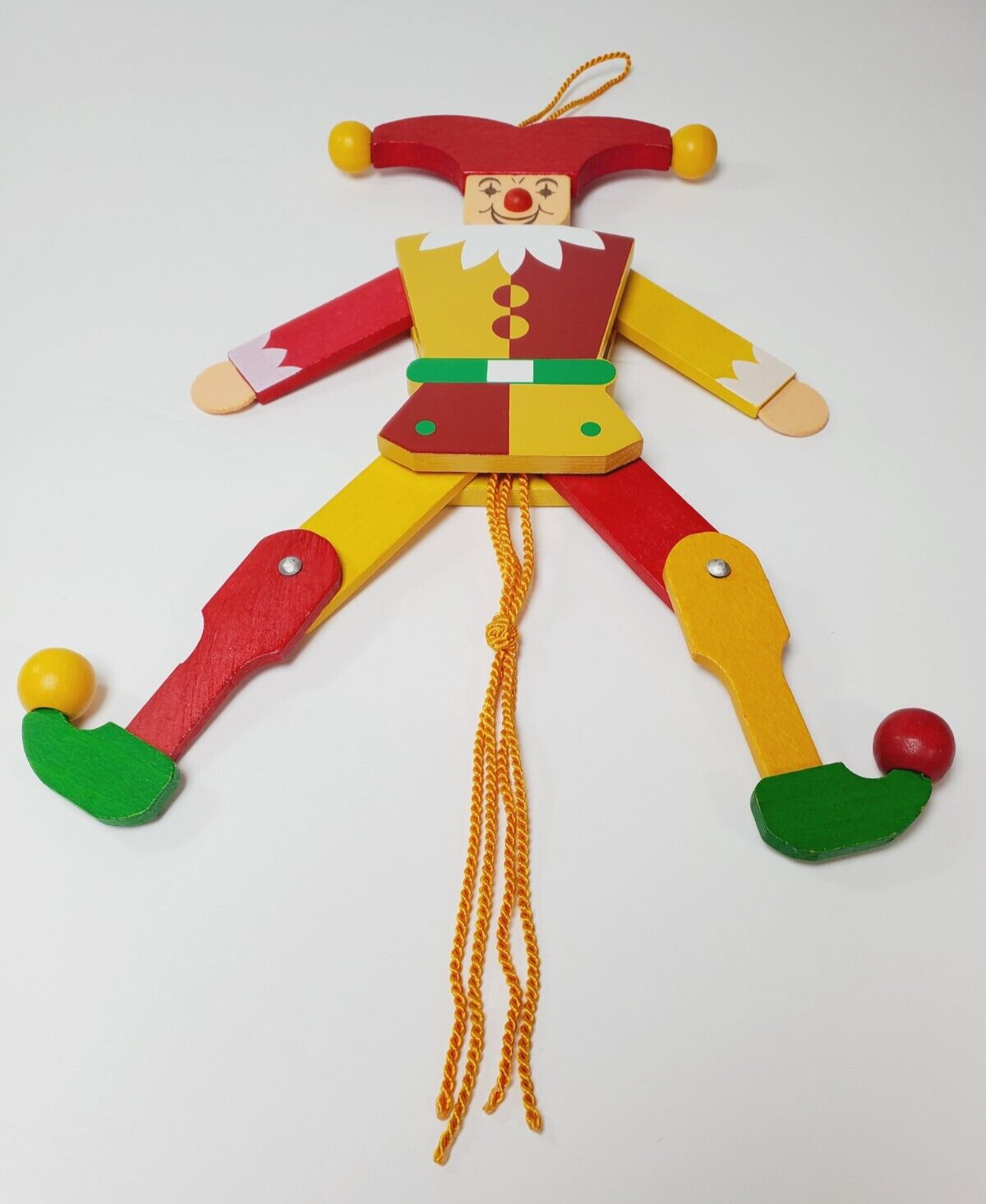 Echte Erzgebirgische Handarbeit Germany Wooden Clown Jester Pull String ...