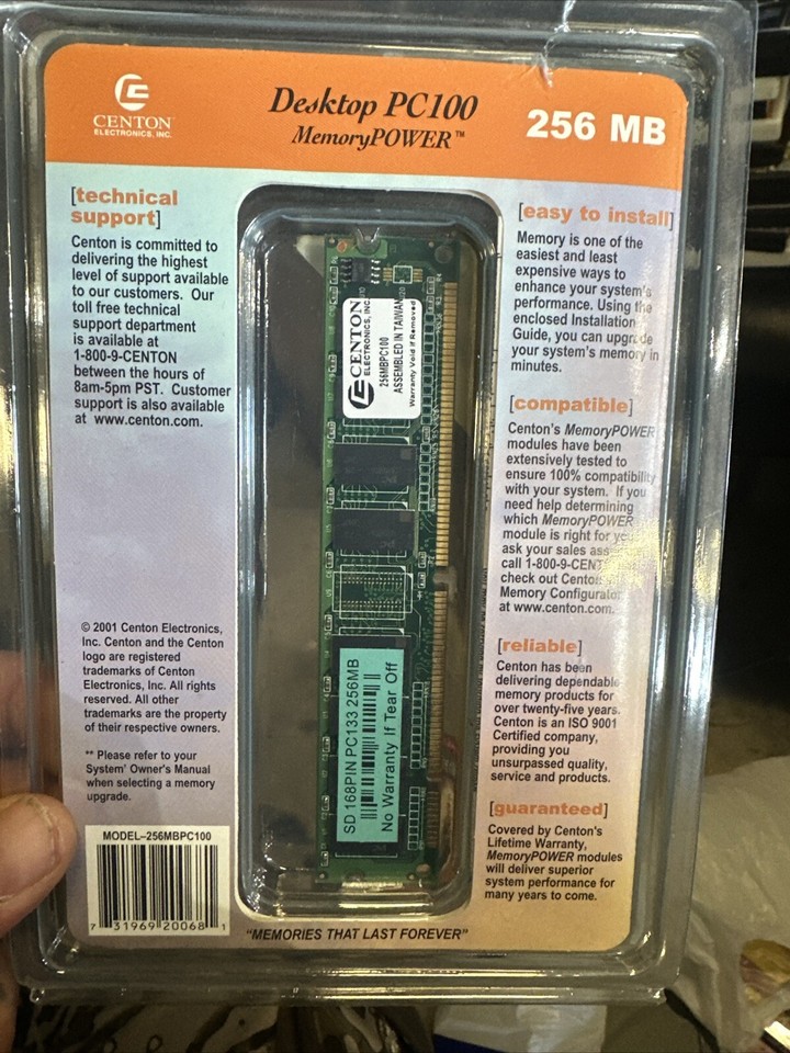 Centon 256MB 32Mx64 PC100/pc133 Dimm SDRAM 33MHz Memory Card 256MPC133 ...