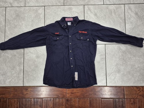 USA Made Tyndale FR ExxonMobil Logo Shirt Men M Navy Button Up ...