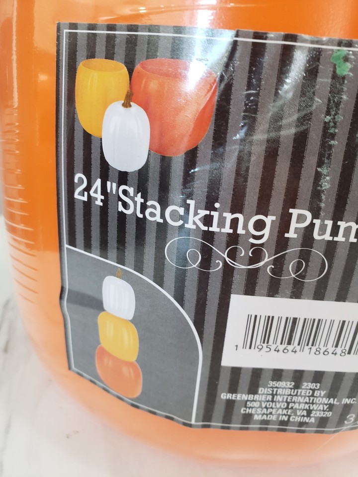 NEW 3 Piece 24” Stackable Pumpkins Plastic Stacking Halloween Decor 3 ...