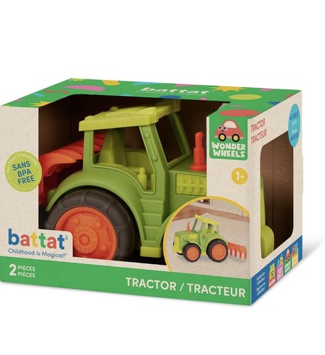 Battat Wonder Wheels Eco Green Toy Tractor & Trailer – Toddler Gift ...
