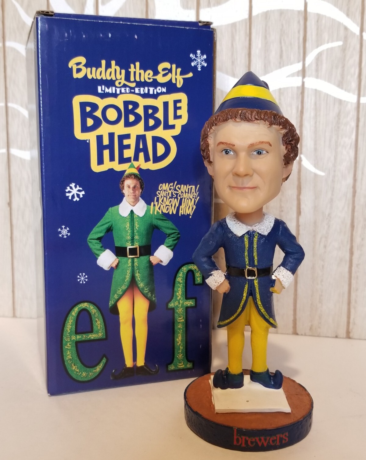 2019 BUDDY ELF MILWAUKEE BREWERS BOBBLEHEAD WILL FERRELL CHRISTMAS ...
