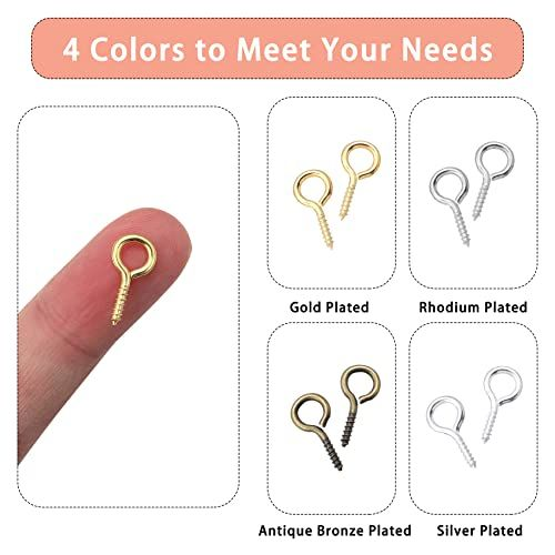 Linsoir Beads 400 Pcs Metal Screw Eye Pins Set 7X14mm Mixed Color | eBay