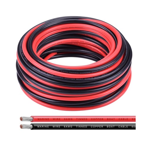 6 Gauge Wire, iGreely 50FT Black & 50FT Red 6 AWG Tinned Copper ...