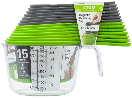 Prep 15 Piece Measuring Cups & Spoons Magnetic Measuring Set, Tidy ...