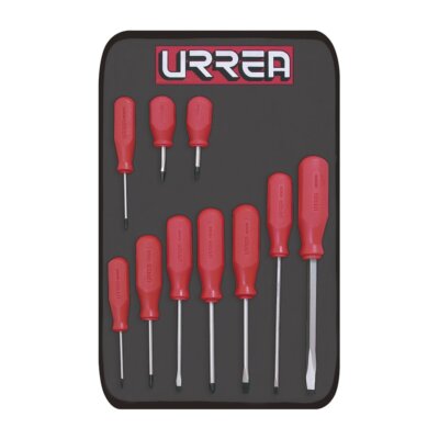 Urrea JBU03 Red Handled Screwdriver Set with Cabinet Tip, 10-Piece | eBay