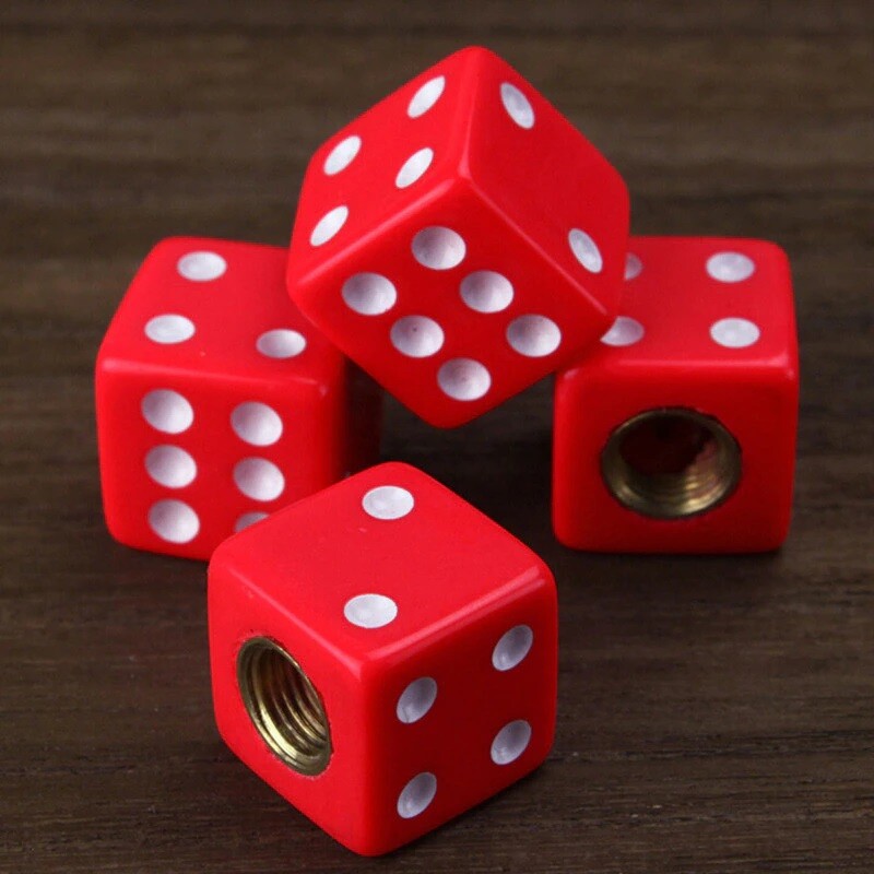 4x Dice-Shape Valve Stem Air Tire Cap Cover Universal Colored Die Car ...