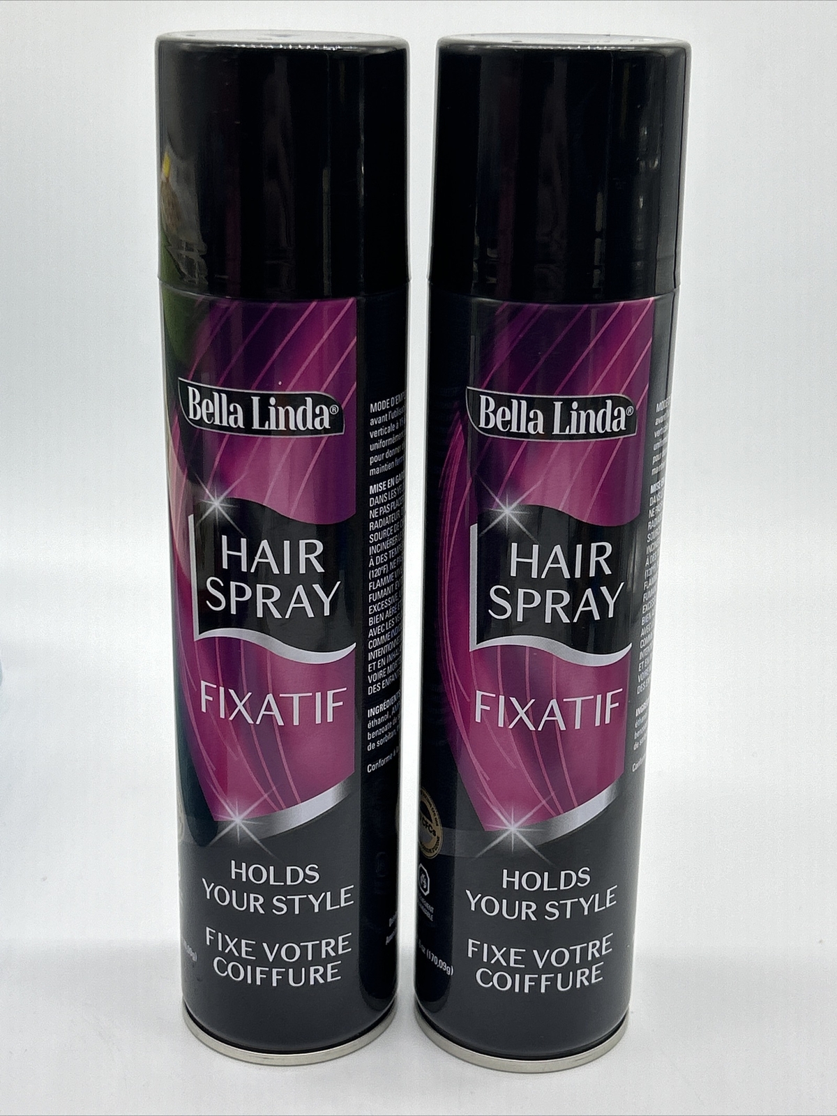 2 BELLA LINDA HAIR SPRAY FIXATIF HOLDS YOUR STYLE ALL DAY LONG 6 Oz ...
