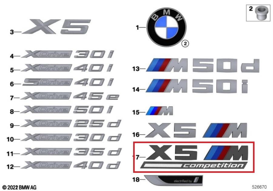 Genuine F95 X5 M Competition Rear Trunk Boot Badge Emblem Black ...