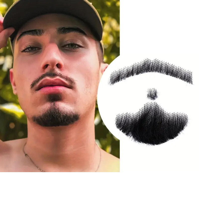 Seamless Lace Mustache Hand Made Human Hair Mustache Beard for Men ...