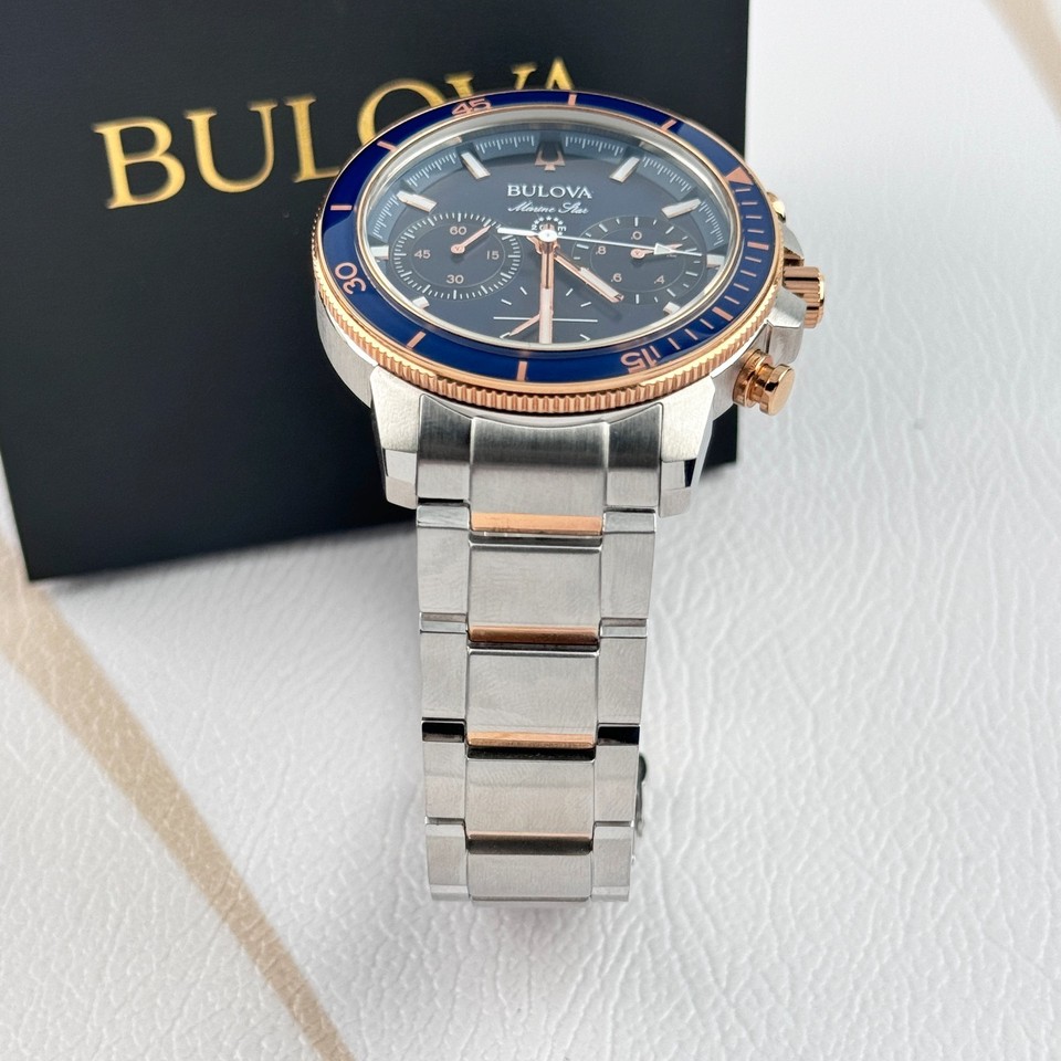 Bulova Marine Star 45MM Blue Dial Chronograph Stainless Steel Men's ...