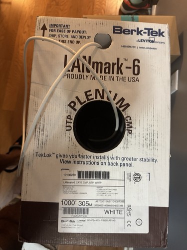 Berk-tek Lanmark-6 Plenum Cat6 Cable 750ft | eBay