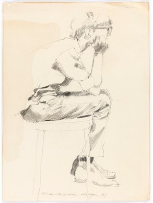 William Negron "Boy on Stool" 1967 - Graphite on Cotton - 16x21" | eBay
