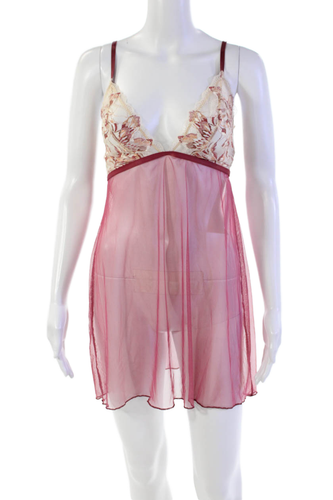 Cosabella Womens Lace Bust Adjustable Sheer Skirt Teddy Wine Red Size M ...