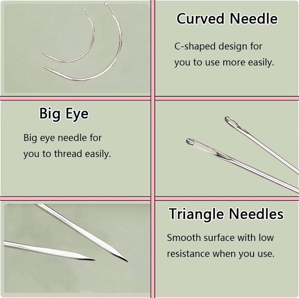 59 Hand Sewing Needles Kit: Assorted & Heavy Duty, Threaders, Fabric | eBay